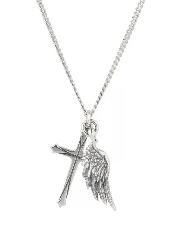 Emanuele Bicocchi Ala + Wing-pendant Cross Necklace - Silver
