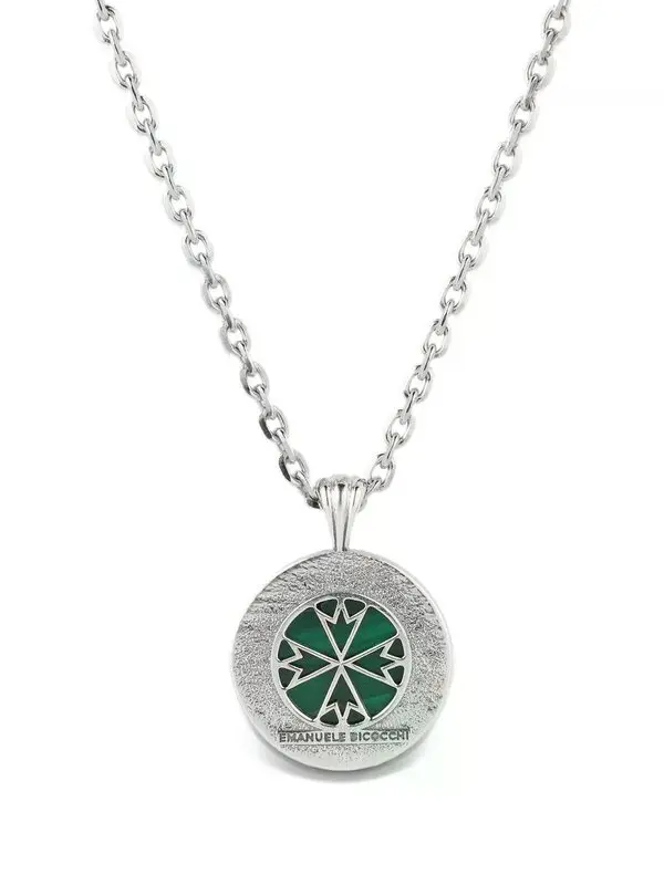 Emanuele Bicocchi Pyramid Amulet Malachite Necklace - Silver