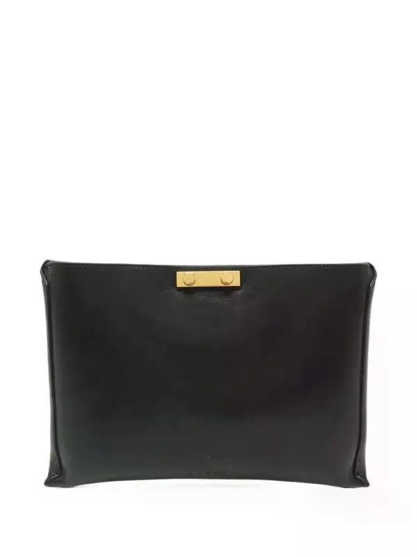 Marni Pushlock Leather Clutch Bag - Black