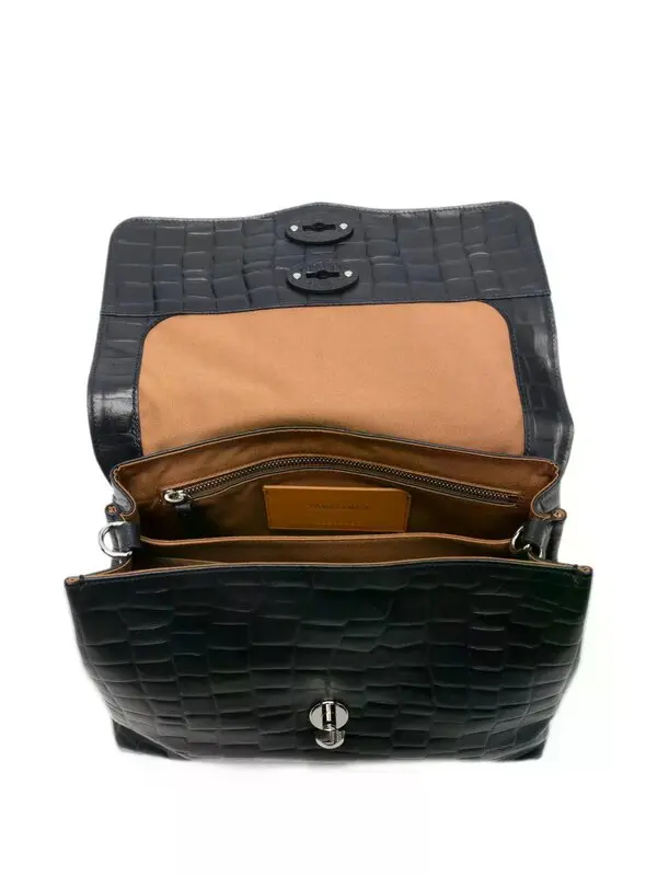 ZANELLATO Postina Croc-effect Tote Bag - Blue