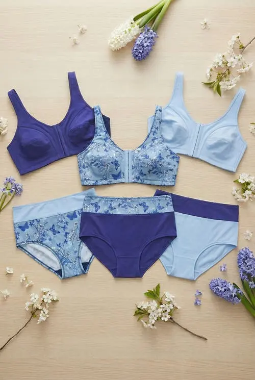 COMFORT CHOICE 3 Pack Front Close Cotton Wireless Bra - Ivory Assorted