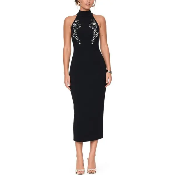Rachel Rachel Roy Sarienne Beaded High Neck Midi Dress