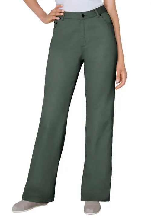 WOMAN WITHIN Perfect Relaxed All Cotton Denim Five Pocket Jeans - Pine