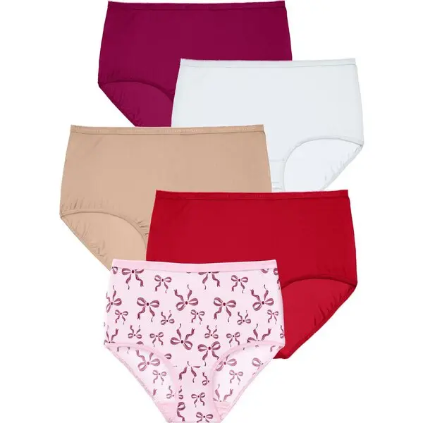 COMFORT CHOICE 5 Pack Classic Silky Nylon Brief - Bow Pack