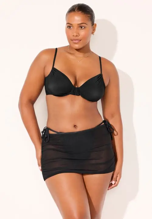 SWIMSUITS FOR ALL Wrapped Knot Underwire Bikini Top - Black