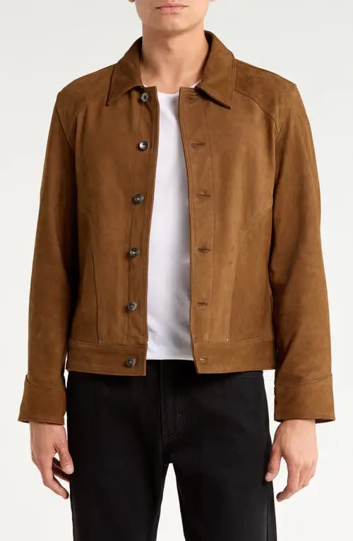 John Varvatos Douglas Seamed Leather Jacket - Nutmeg