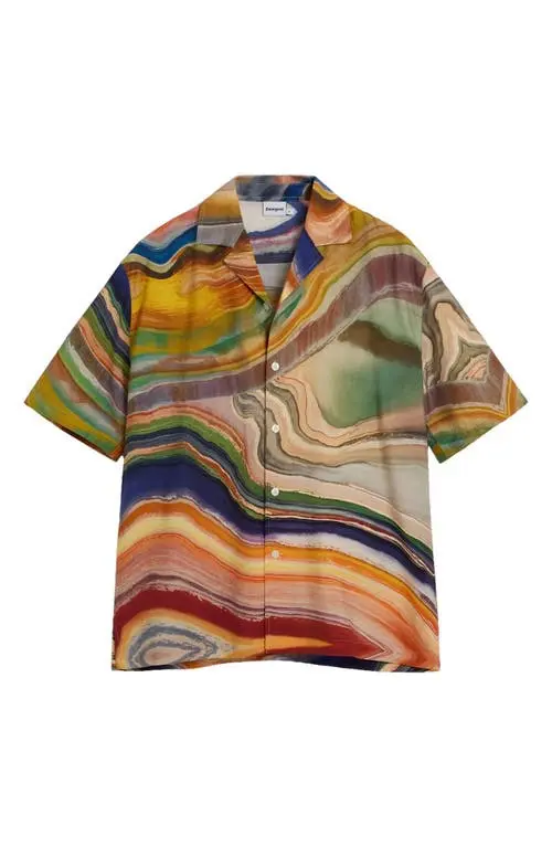 Desigual Abstract Print Camp Shirt - Brown