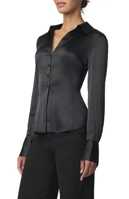 Joe's Jeans Cora Satin Slim Fit Shirt - Black