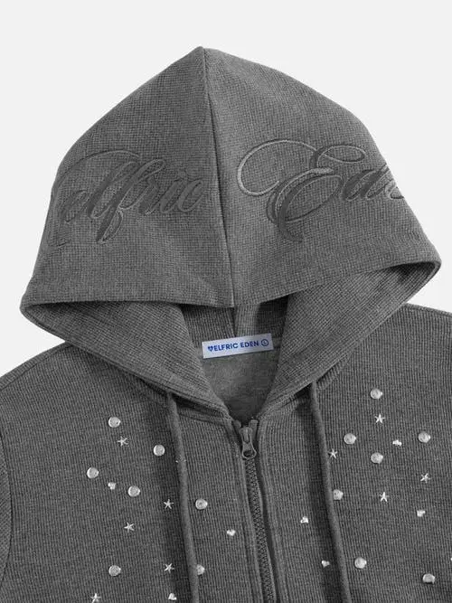 AELFRIC EDEN Studded Cropped Zip-up Hoodie