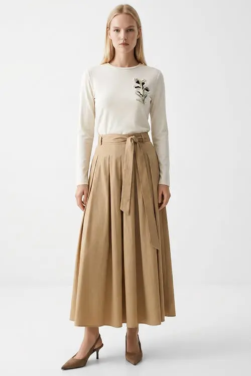 EXQUISE Nayaina Embroidered Belted Midi Dress