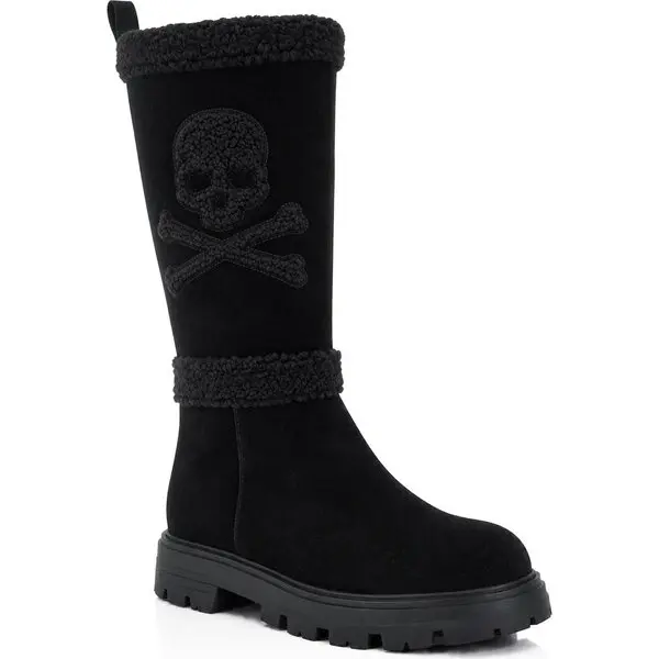 Philipp Plein Suede Boots Skull And Bones - Black