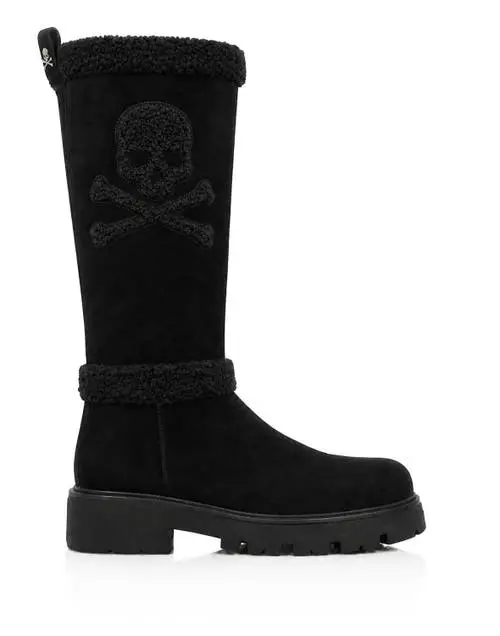 Philipp Plein Suede Boots Skull And Bones