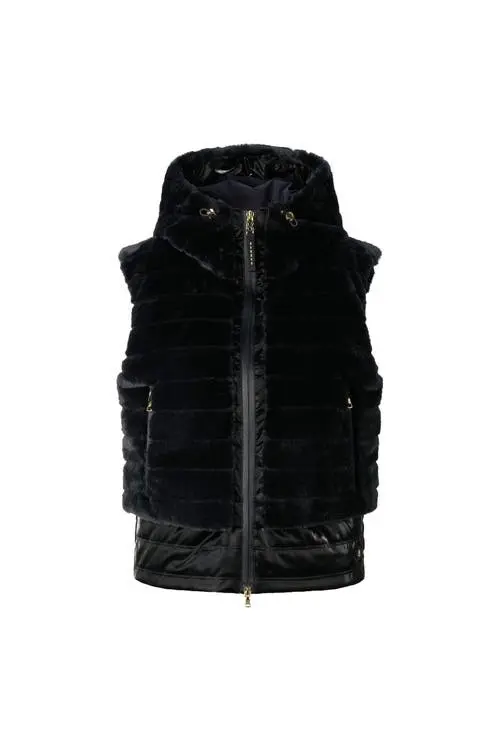 Bogner Manda Faux Fur Down Vest - Black