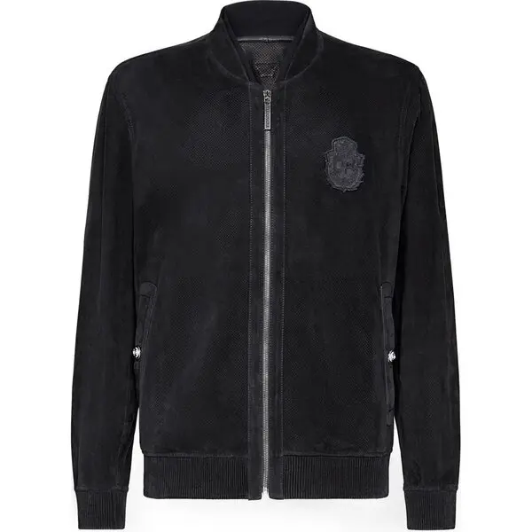 BILLIONAIRE Leather Jacket Crest - Darkblue