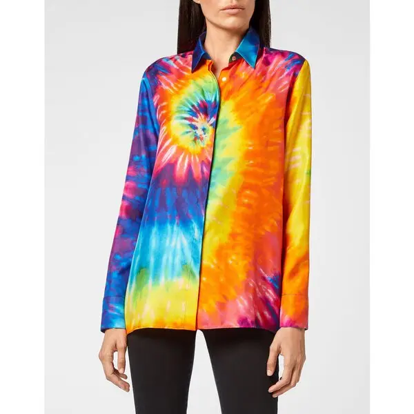 Philipp Plein Silk Shirt Printed Tie Dye