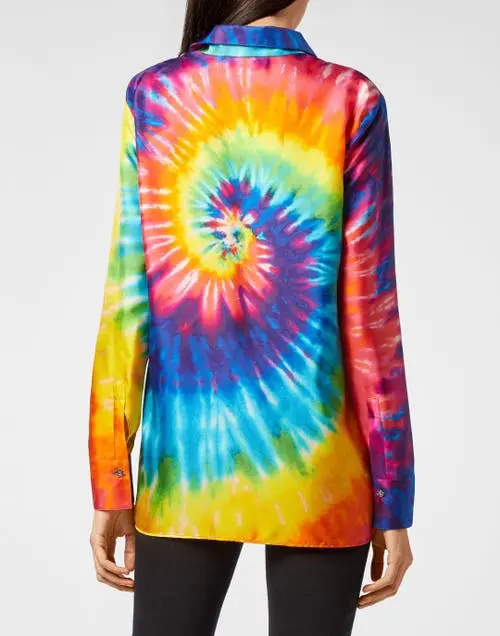 Philipp Plein Silk Shirt Printed Tie Dye