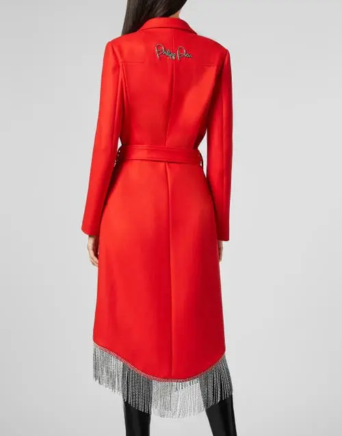 Philipp Plein Nara Full Color Crystal Classic Coat Fringe