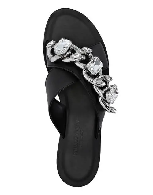 Philipp Plein Leather Sandals Flat Chains