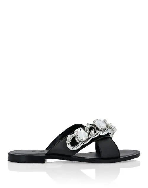 Philipp Plein Leather Sandals Flat Chains