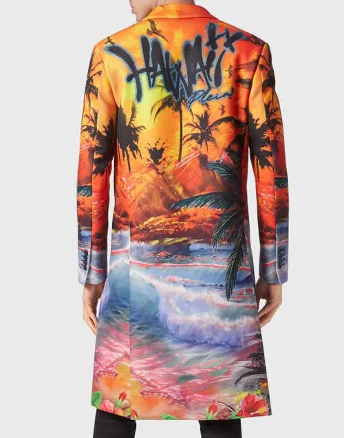 Philipp Plein Wool Coat Long Hawaii