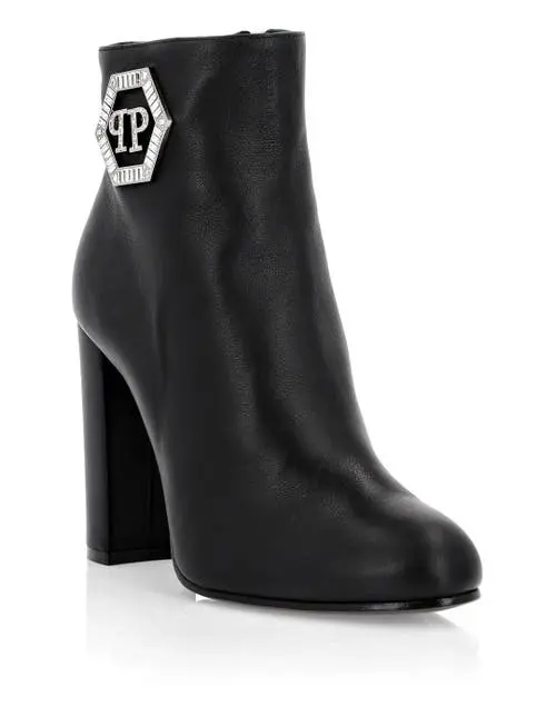 Philipp Plein Bootie High Heels Crystal - Black
