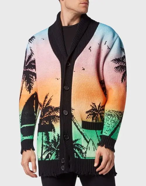 Philipp Plein Lambswool Oversize Cardigan Hawaii - Multicolor