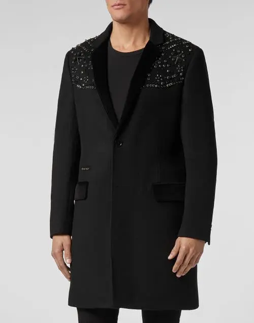 Philipp Plein Coat Long Cowboy - Black