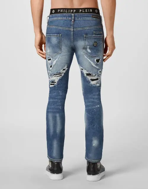 Philipp Plein Denim Super Straight Cut Destroyed