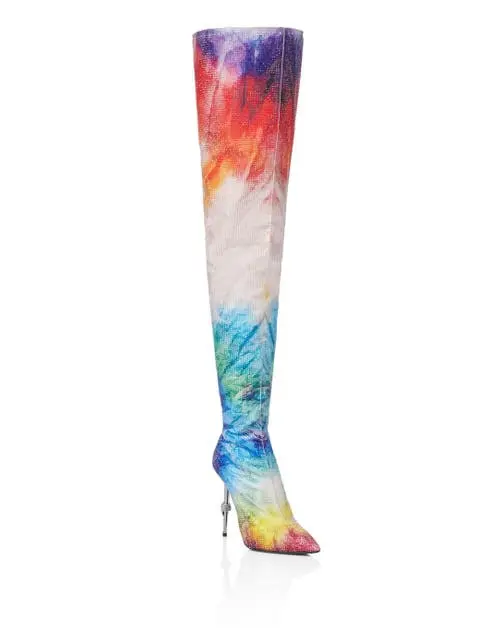 Philipp Plein Satin Boots Hi-heels Overknees Tie Dye - Multicolor