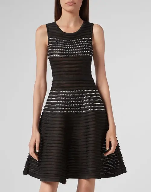 Philipp Plein Knit Day Dress Crystal