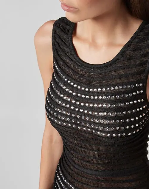 Philipp Plein Knit Day Dress Crystal
