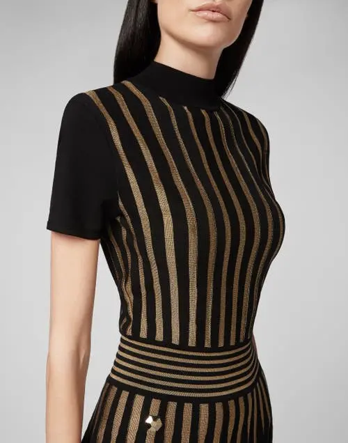 Philipp Plein Knit Day Dress Gold