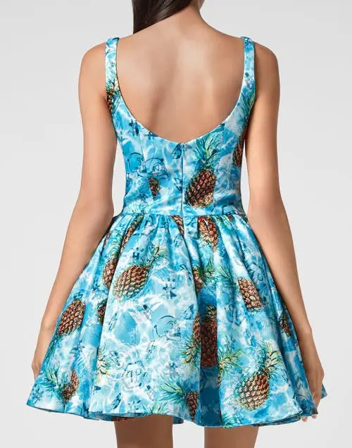 Philipp Plein Duchesse Short Dress Pineapple Skies