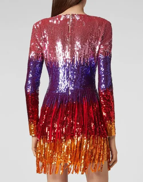 Philipp Plein Rea Short Dress Fringe
