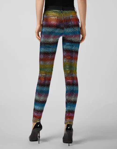 Philipp Plein High Waist Jegging Raindbow Crystal