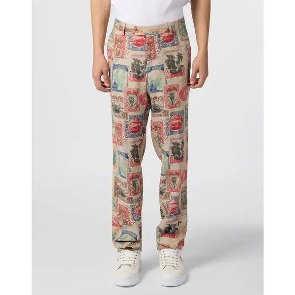 BILLIONAIRE Printed Linen Trousers - Multicolor