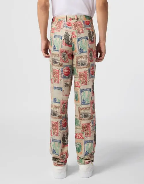 BILLIONAIRE Printed Linen Trousers