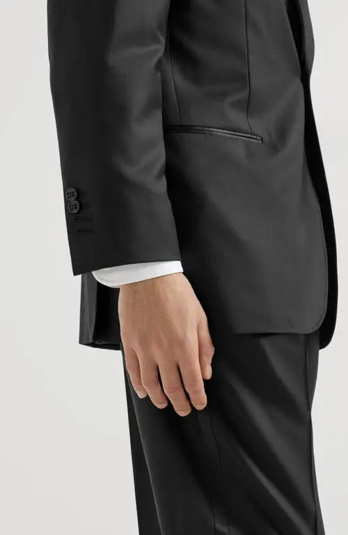 Brunello Cucinelli Lightweight Virgin Wool And Silk Twill Tuxedo With Peak-lapel Jacket