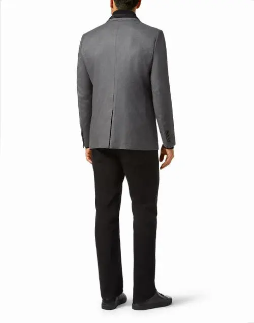BILLIONAIRE Wool Blazer Tailored Fit Suede Inserts Double B