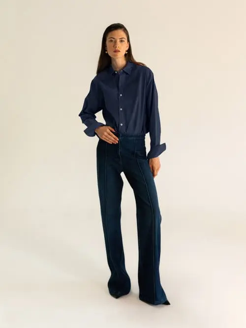 CALLAS MILANO Billie Scarf Back Shirt - Navy/combo