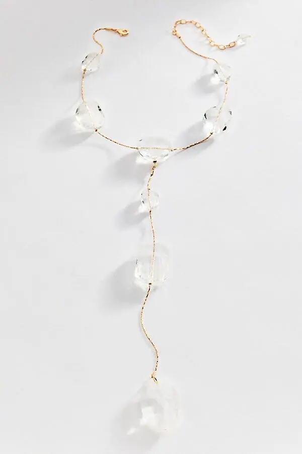 Anthropologie Crystal Lariat Necklace - Gold