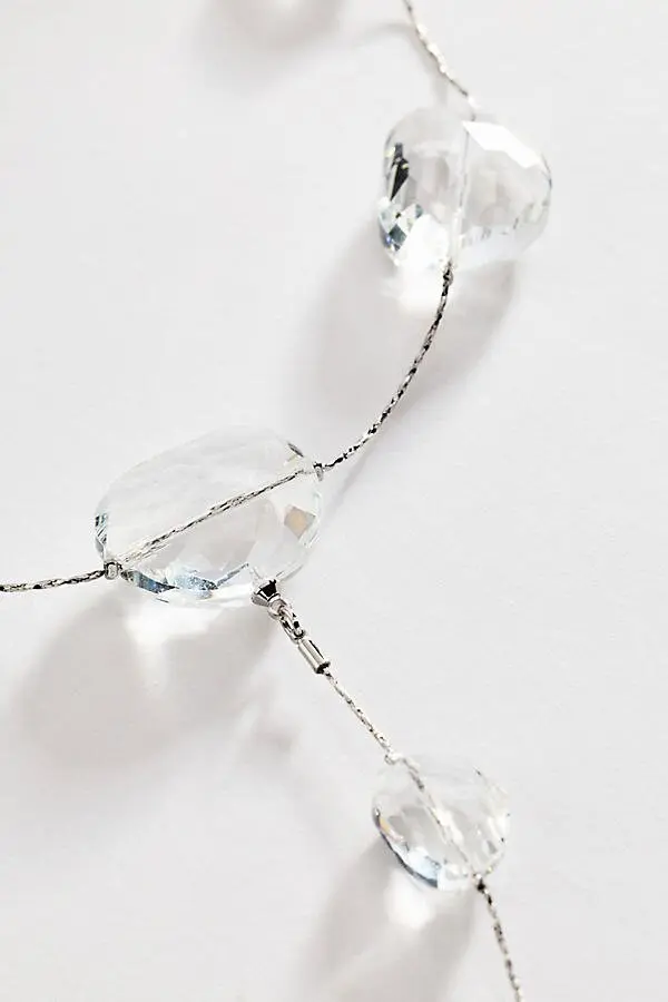 Anthropologie Crystal Lariat Necklace - Silver