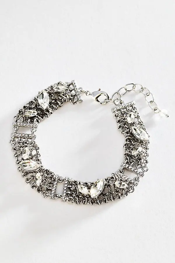 Anthropologie Crystal Chamail Bracelet - Silver