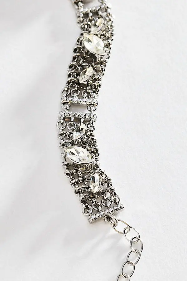 Anthropologie Crystal Chamail Bracelet - Silver