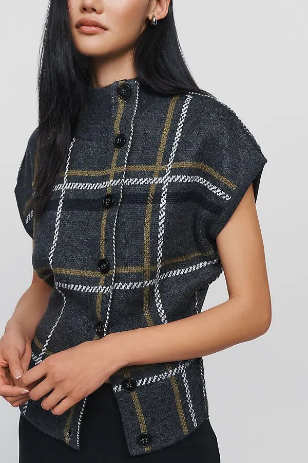PILCRO Wool Blend Asymmetrical Button Sweater