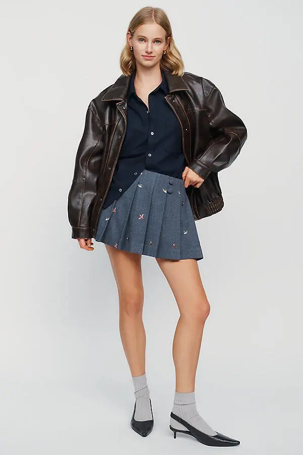 Maeve Kiki Prted Pleated Skort - Grey Pattern