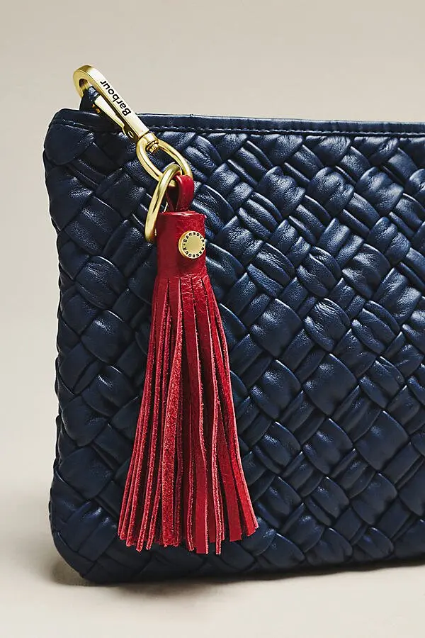 Barbour Tassle Leather Bag Charm - Red
