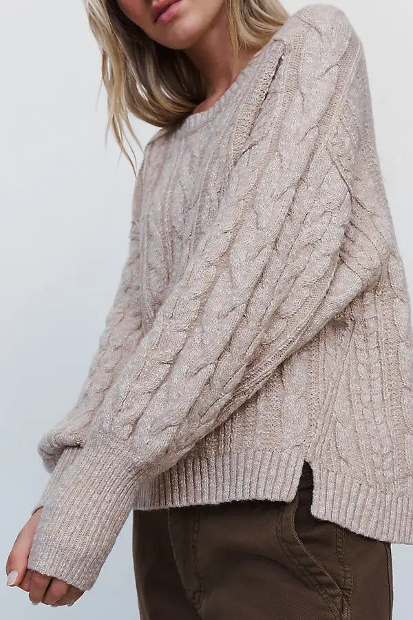 Anthropologie Cotton Mero Wool Cable Knit Sweater