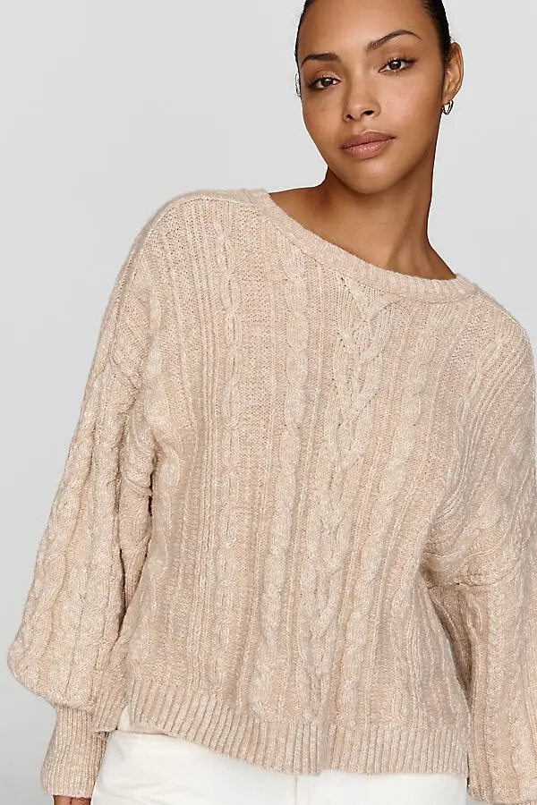 Anthropologie Cotton Mero Wool Cable Knit Sweater