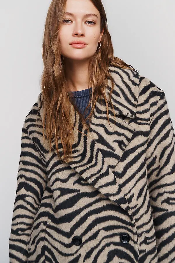 Anthropologie Maeve Overd Animal Prt Coat Jacket
